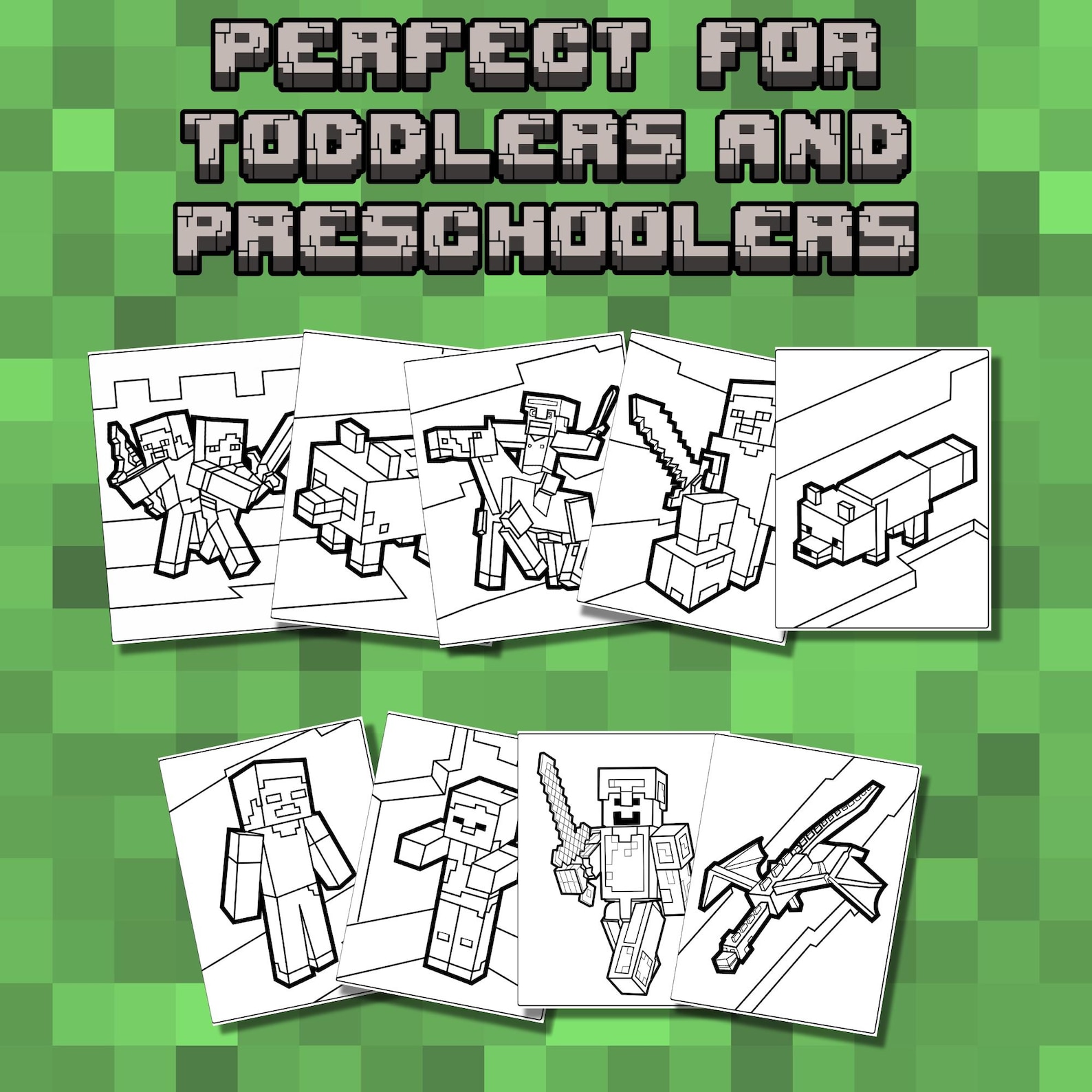 24 Printable Minecraft Inspired Bold Line Coloring Pages for Toddlers ...