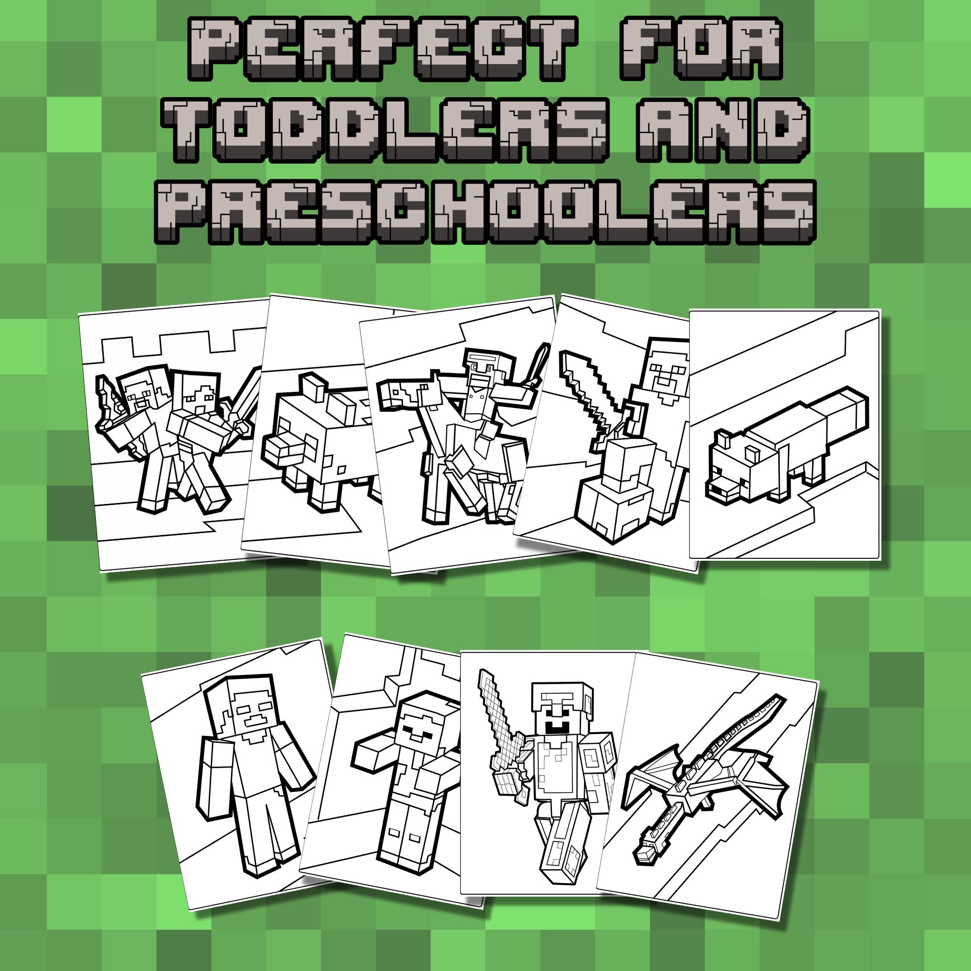 24 Printable Minecraft Inspired Bold Line Coloring Pages for Toddlers ...