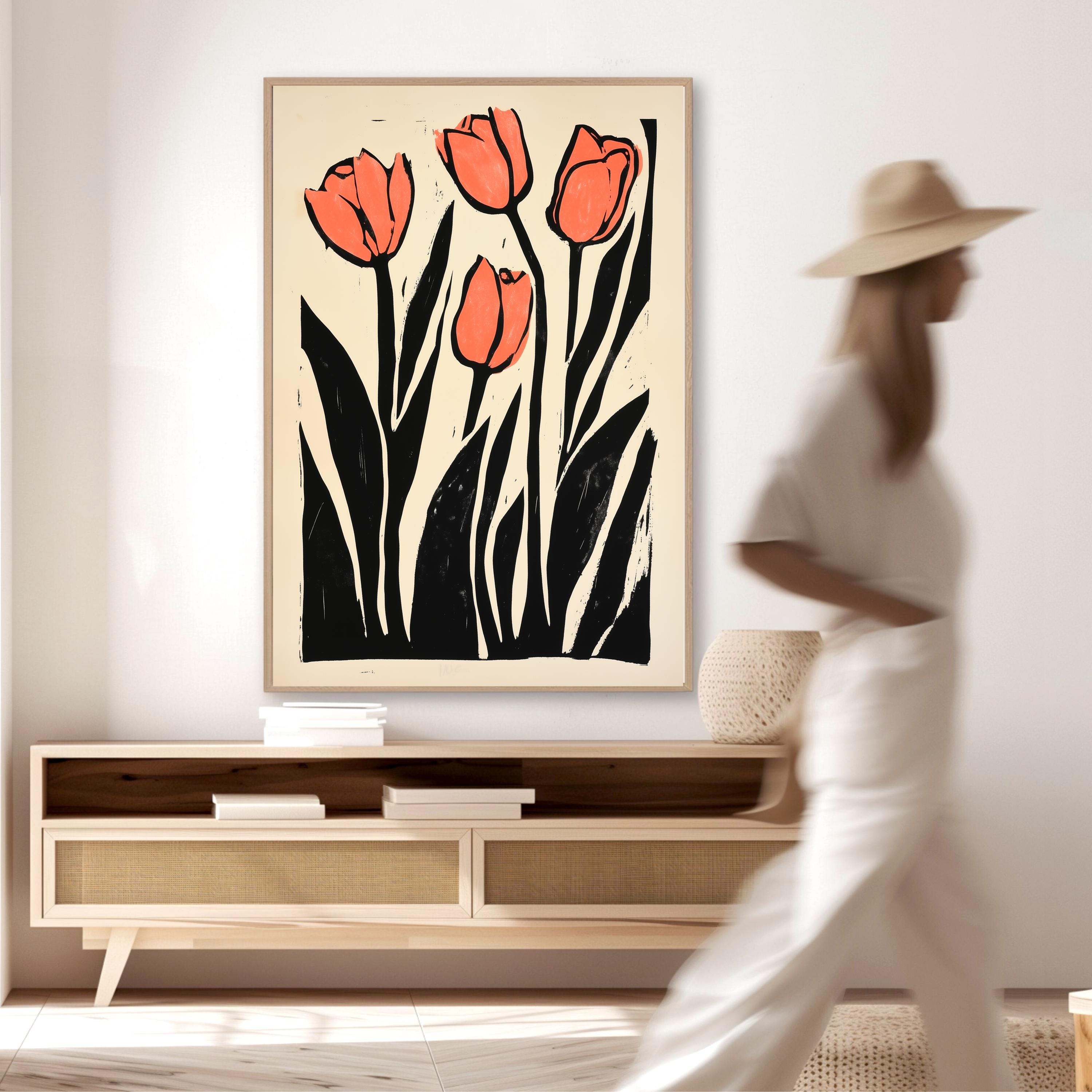 Orange Tulip Flower Garden Art Print in Summer Orange is Modern and ...