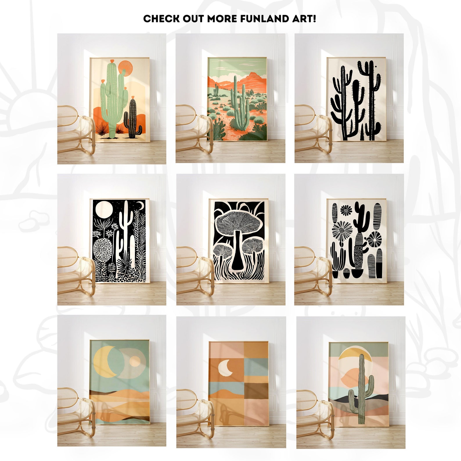 CACTUS Art, Cactus Print Poster, Modern Western Farmhouse Decor ...