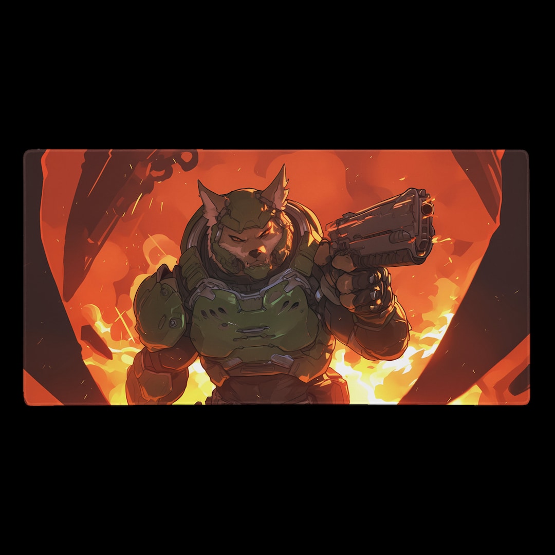 Doomslayer Furry Anthro Mousepad, Videogame, Xxl-mousepad, Gaming Pad ...