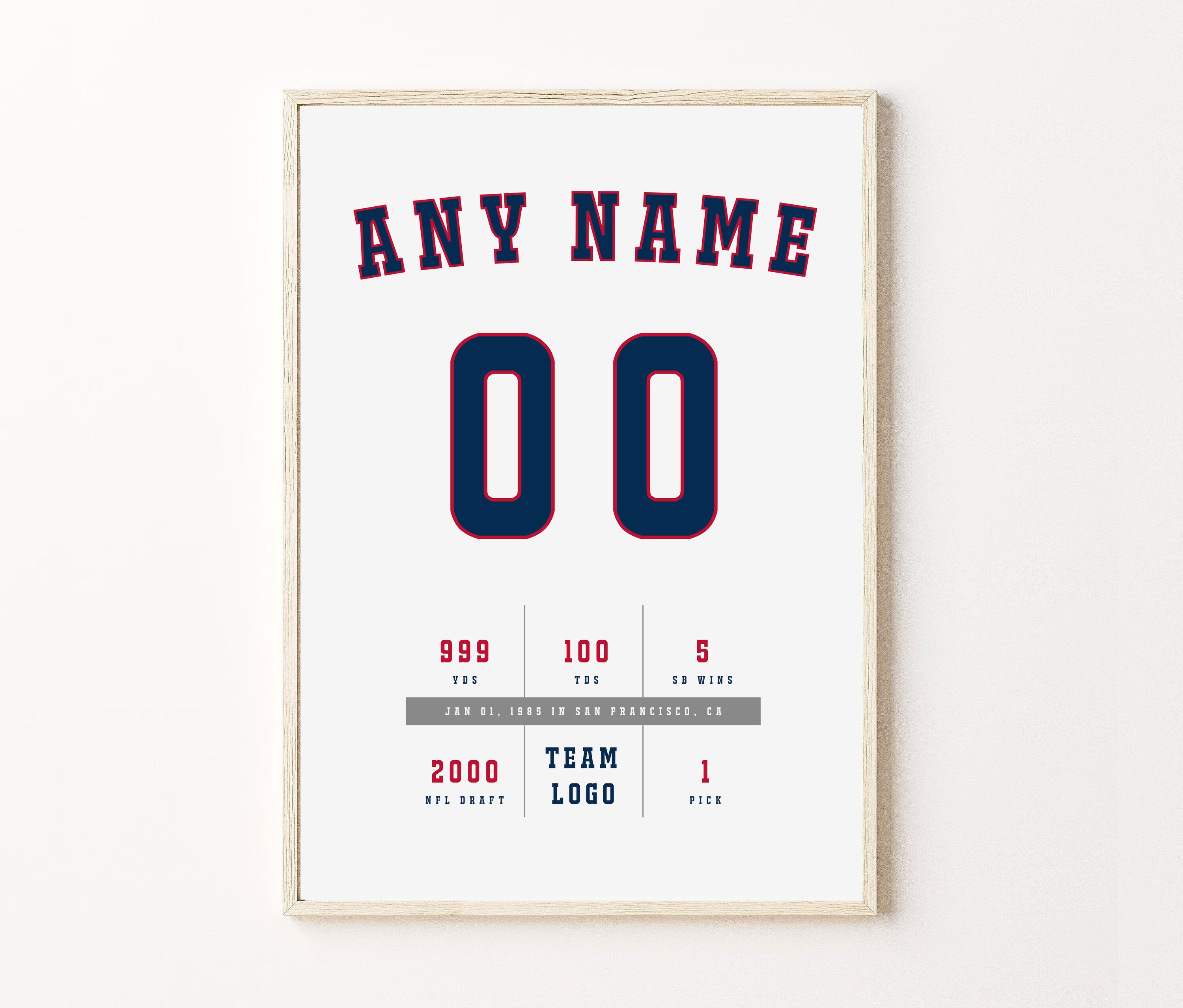 Custom Sports Jersey Poster Football Wall Art Sports Home - Etsy