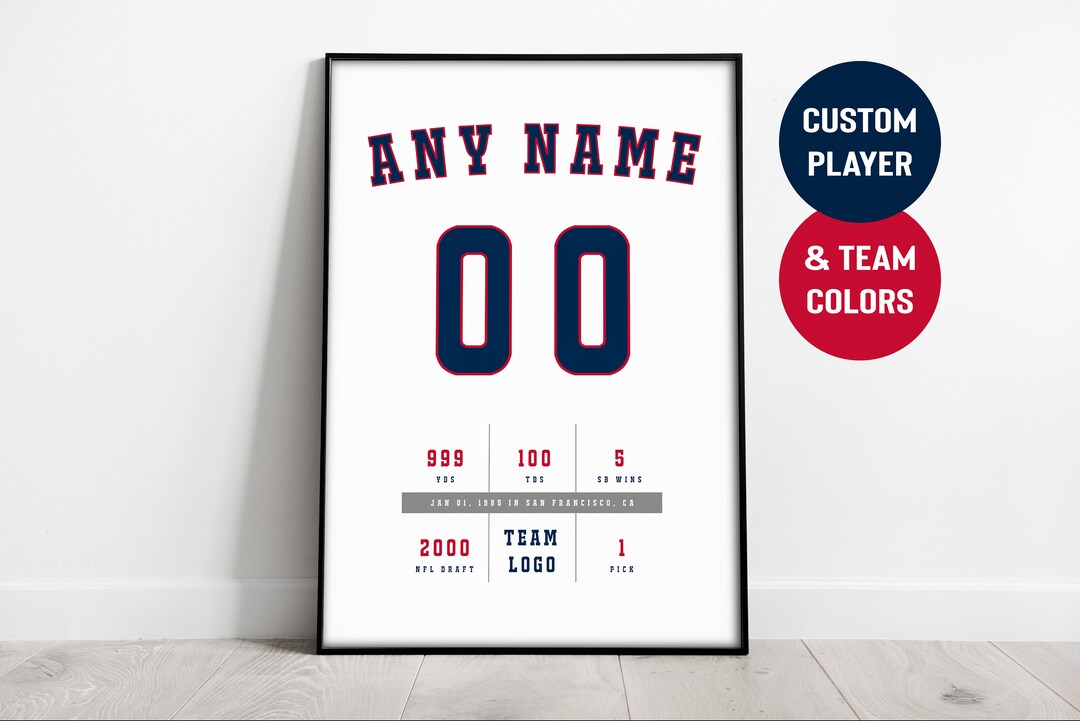 Custom Sports Jersey Poster Football Wall Art Sports Home Decor Soccer ...