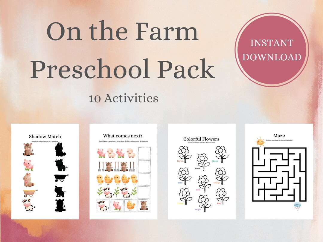 On the Farm Preschool Pack - Etsy