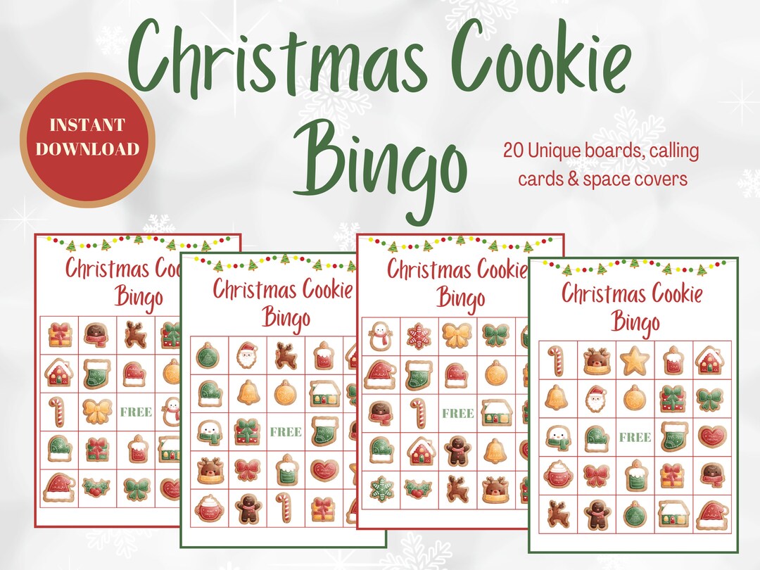 Christmas Bingo 20 Unique Cards - Etsy