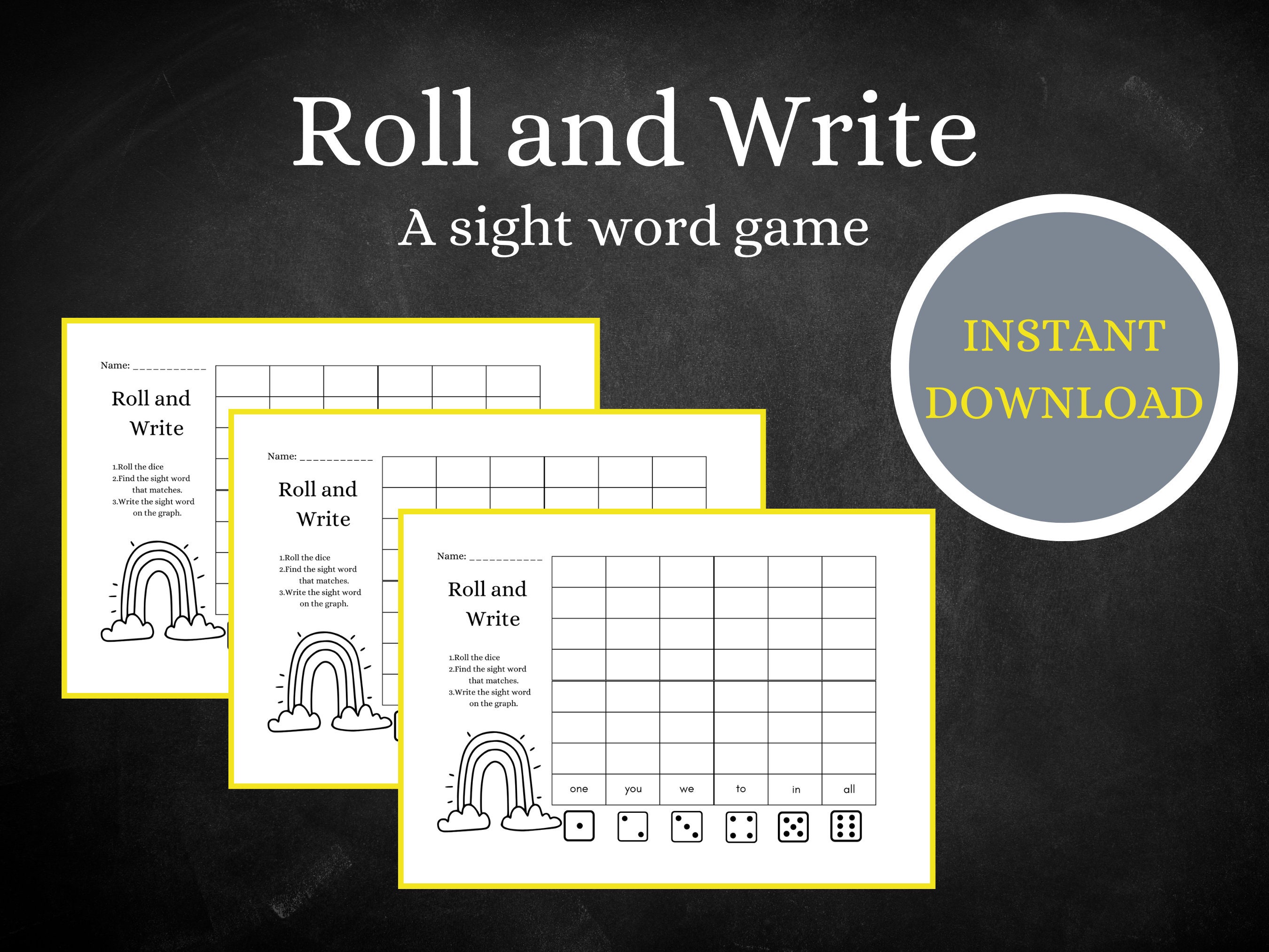 Roll and Write Sight Word Game - Etsy
