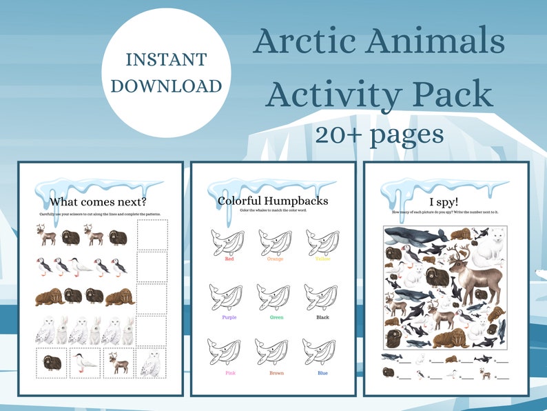 Arctic Animals Activity Pack - Etsy