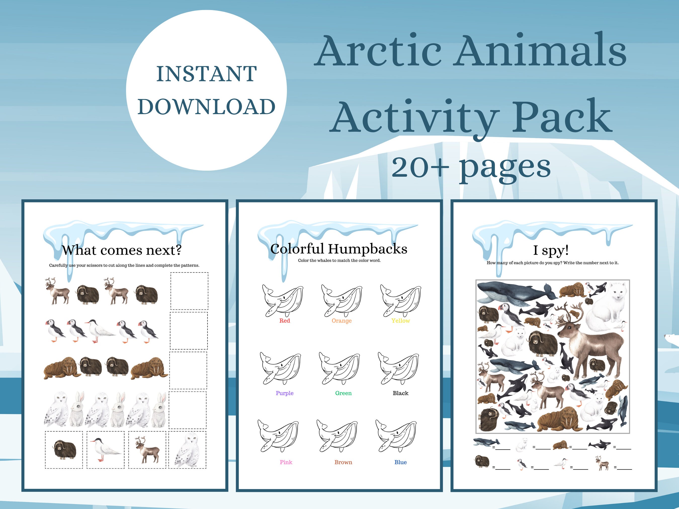Arctic Animals Activity Pack - Etsy