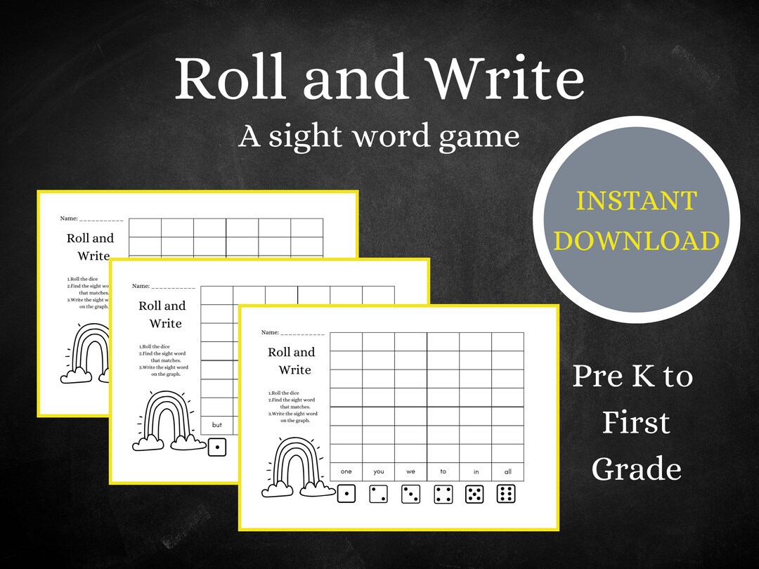 Roll and Write Sight Word Game - Etsy
