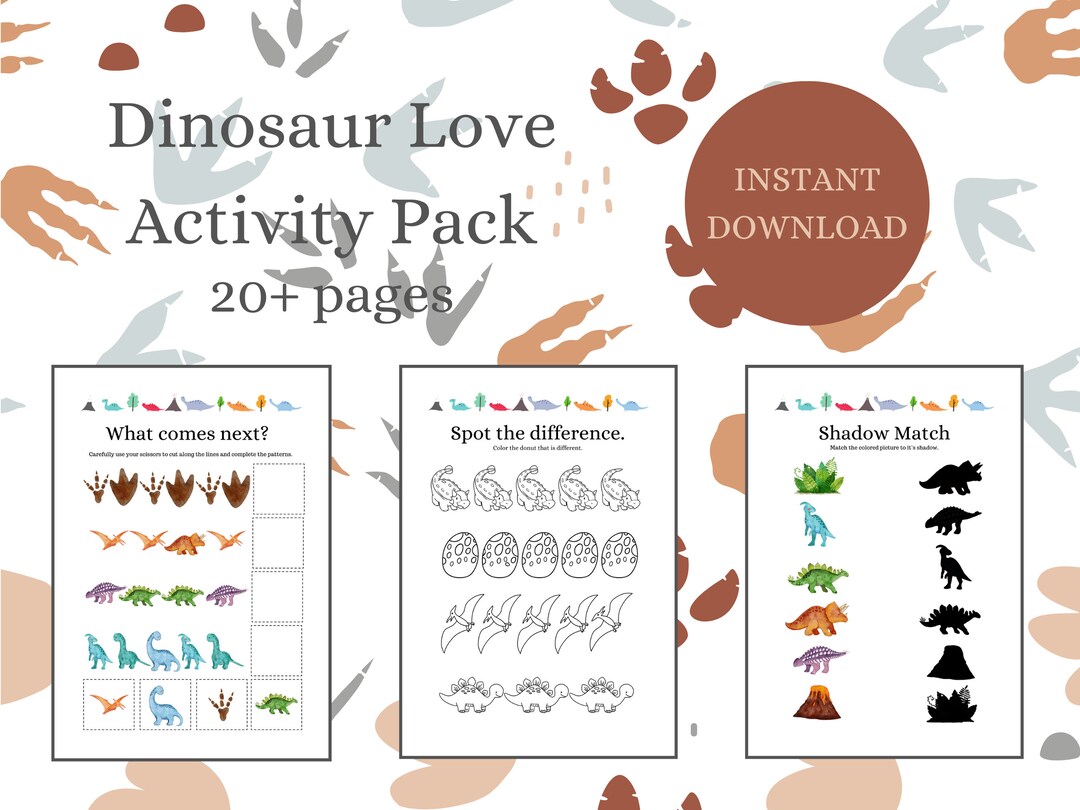 Dinosaur Love Activity Pack - Etsy
