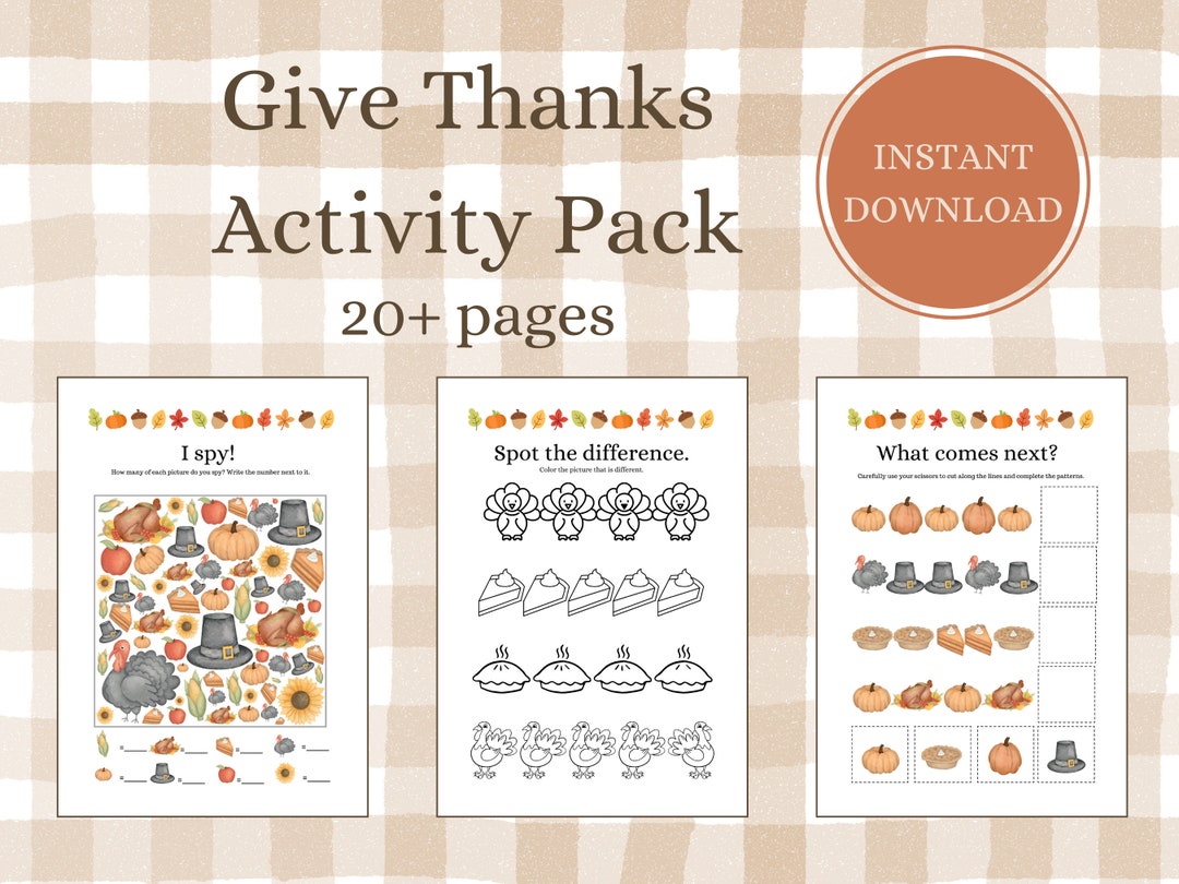 Give Thanks Activity Pack - Etsy