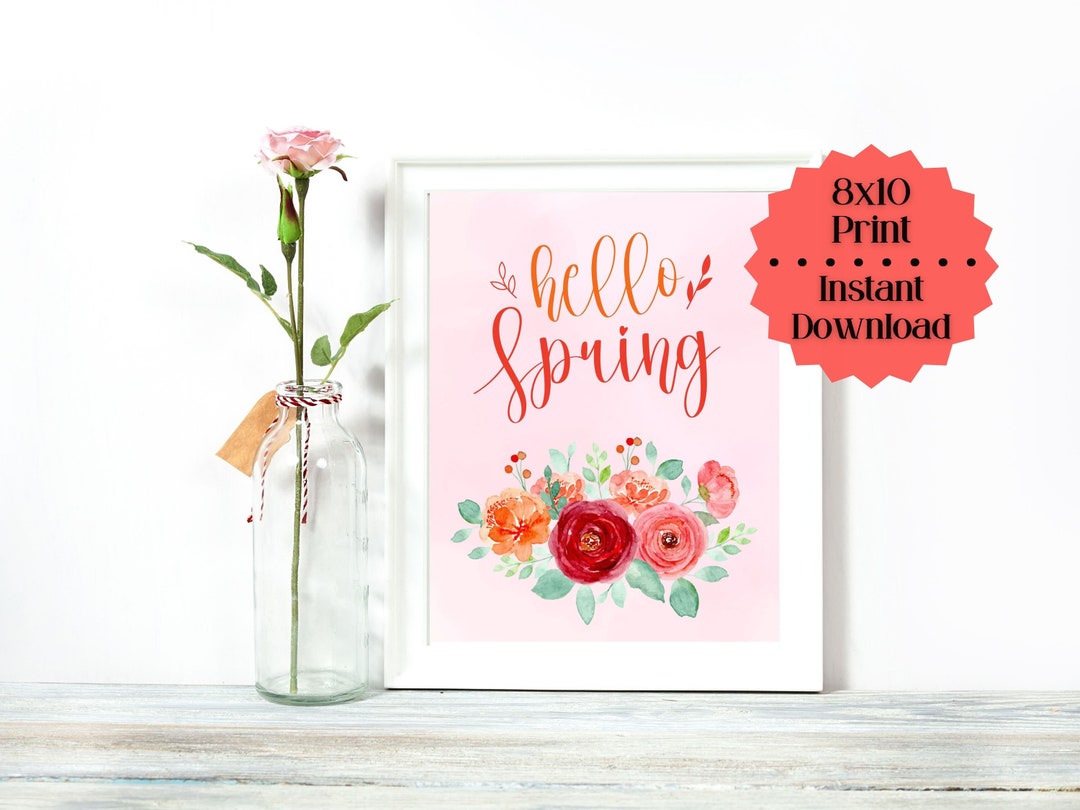 Printable Spring Art Home Decor/hello Spring Print/instant Download ...