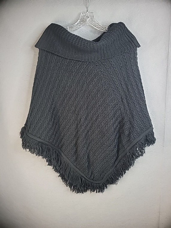 Vintage Zinc Turtleneck Crochet Shawl Frock Wrap Blac… - Gem