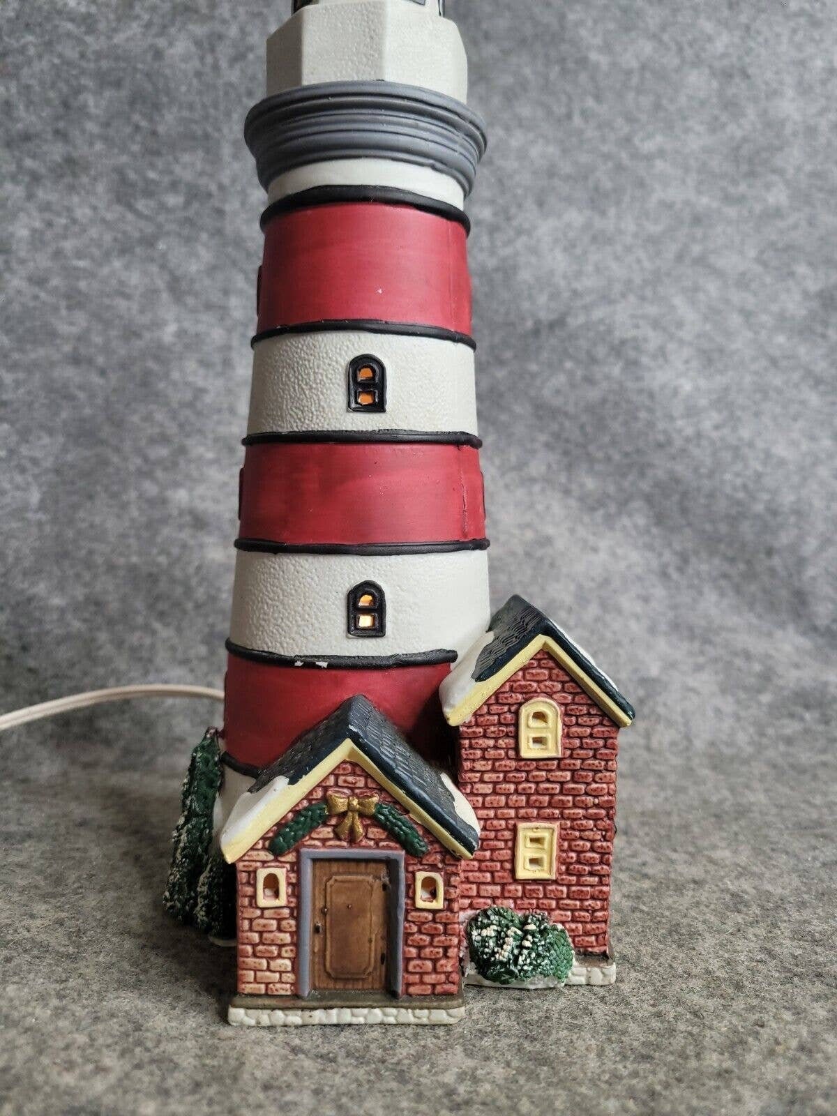 Vintage Lemax Plymouth Corners Lighted Ceramic Light House Village Home ...