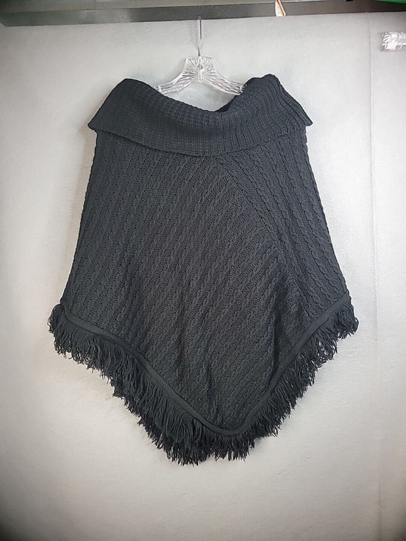 Vintage Zinc Turtleneck Crochet Shawl Frock Wrap Blac… - Gem