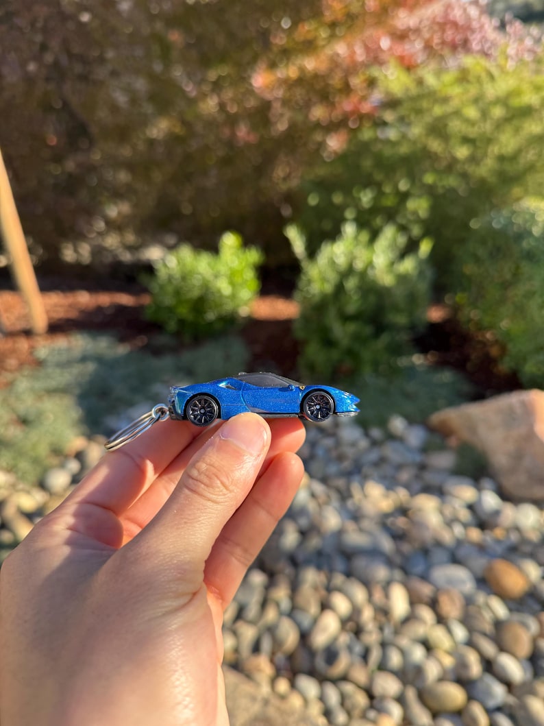 Ferrari SF90 Stradale Blue Keychain Keyring Accessories Mini Supercar ...