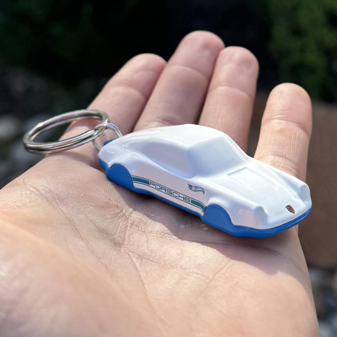 Porsche 911 Carrera Keychain, White & Blue Car Charms - Etsy