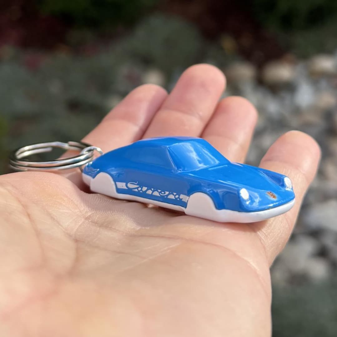 Porsche 911 Carrera Blue and White Keychain Keyring Accessories Mini ...