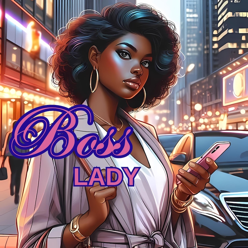 Boss Babe Elegant African American Businesswoman Luxury Digital Art ...