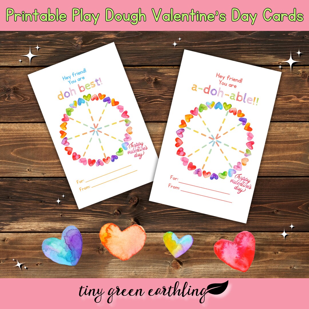 Play Dough Valentine's Day Cards, Printable, Hearts, Play-doh - Etsy