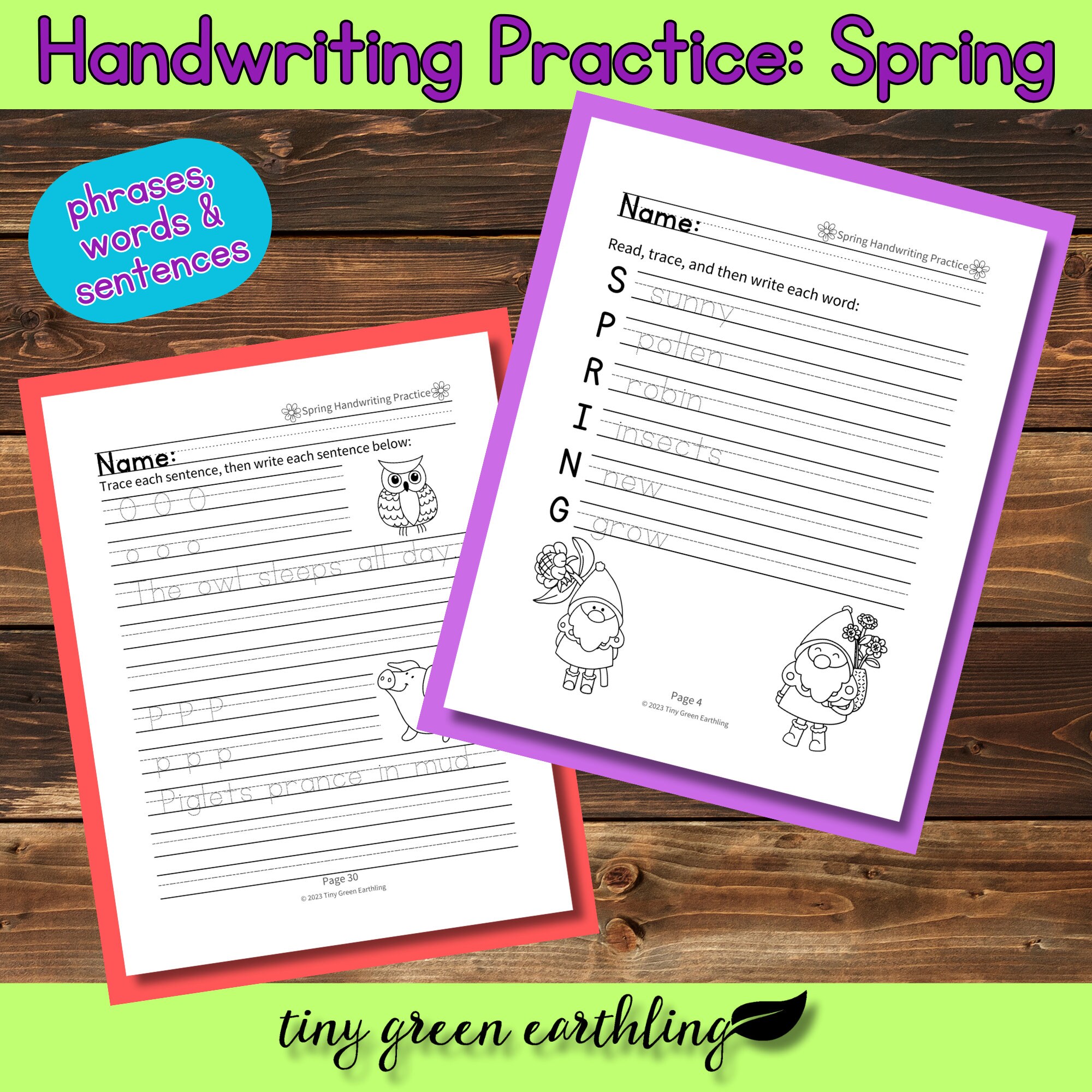 Spring PRINT Handwriting Practice Workbook - Etsy