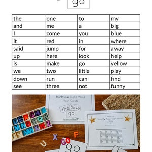Dolch Pre-primer Sight Words Flash Card Printable (LARGE & MINIMALIST ...