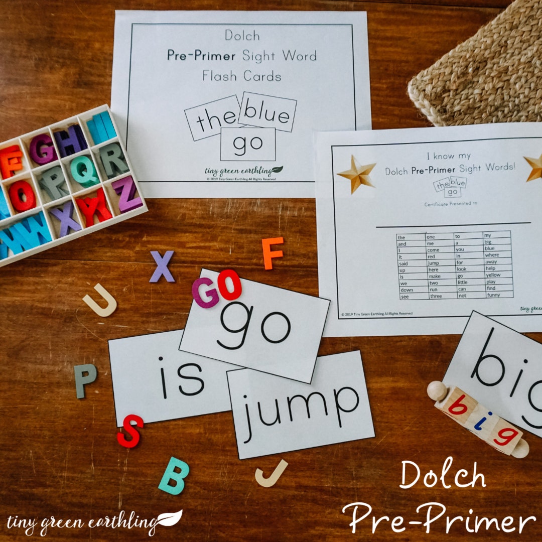 Dolch Pre-primer Sight Words Flash Card Printable LARGE & MINIMALIST - Etsy