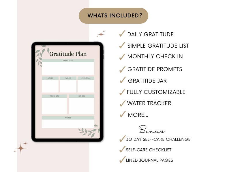 Gratitude Journal Printable, Digital Daily Gratitude Journal, 5 Minute ...