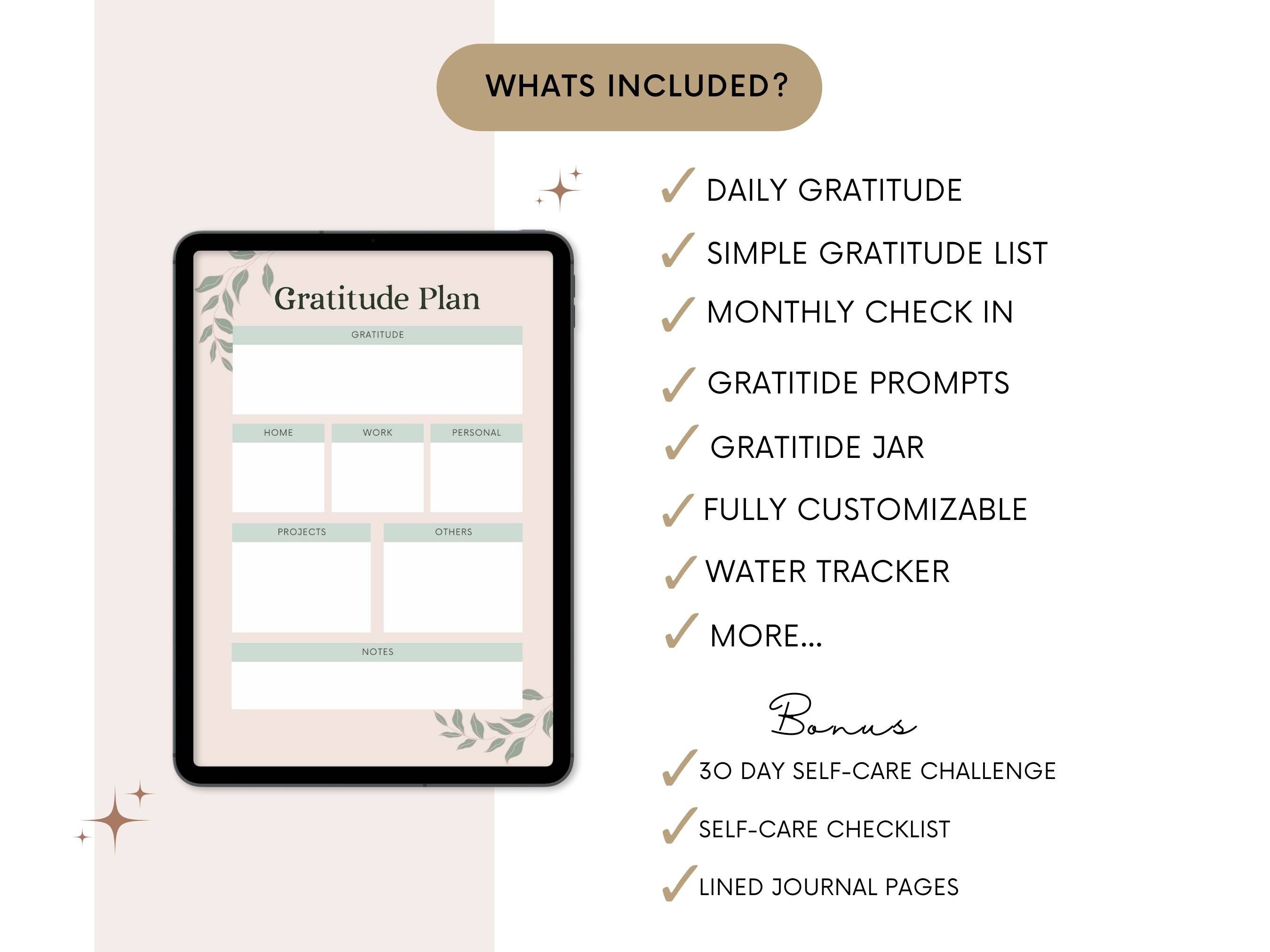 Gratitude Journal Printable, Digital Daily Gratitude Journal, 5 Minute ...