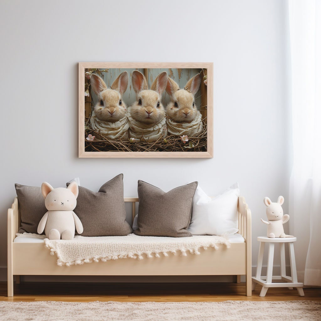 Farm Animal Décor Baby Girl Farm Canvas Bunny Nursery Artwork Baby ...
