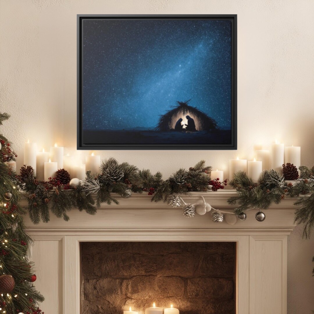 Minimalist Nativity Scene Canvas Print, Religious Christmas Wall Art ...