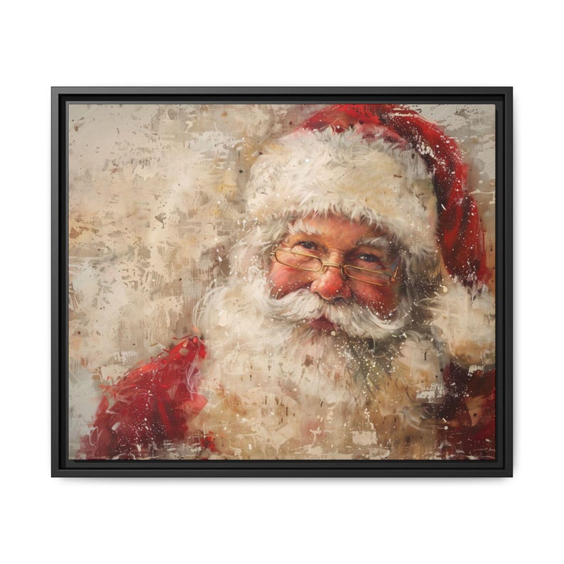 Vintage Santa Portrait: Framed Christmas Canvas Wall Art - Etsy