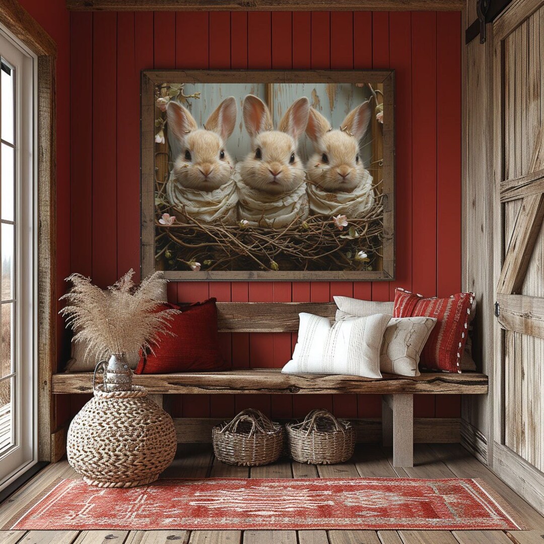 Farm Animal Décor Baby Girl Farm Canvas Bunny Nursery Artwork Baby ...