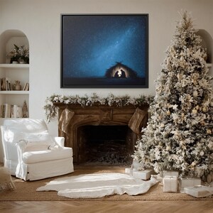 Minimalist Nativity Scene Canvas Print, Religious Christmas Wall Art ...