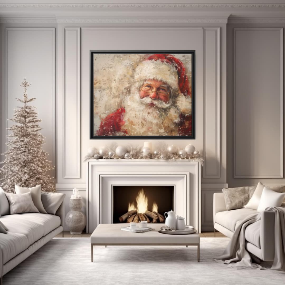 Vintage Santa Portrait: Framed Christmas Canvas Wall Art - Etsy