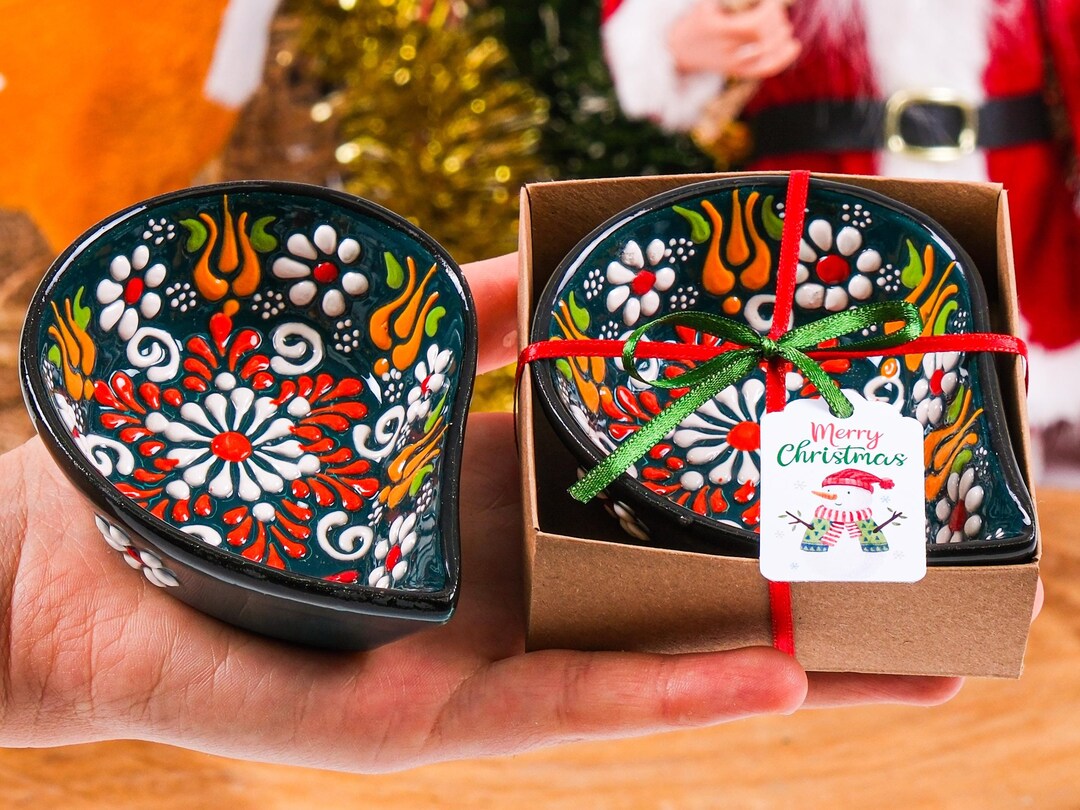Merry Christmas Party Favor, Personalized Turkish Cini Porcelain Bowl ...