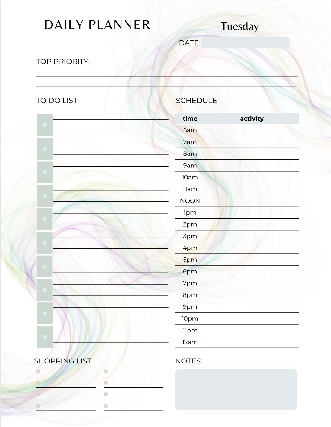 Weekly and Daily Planner - Printable and Customizable - Pastel Colors ...