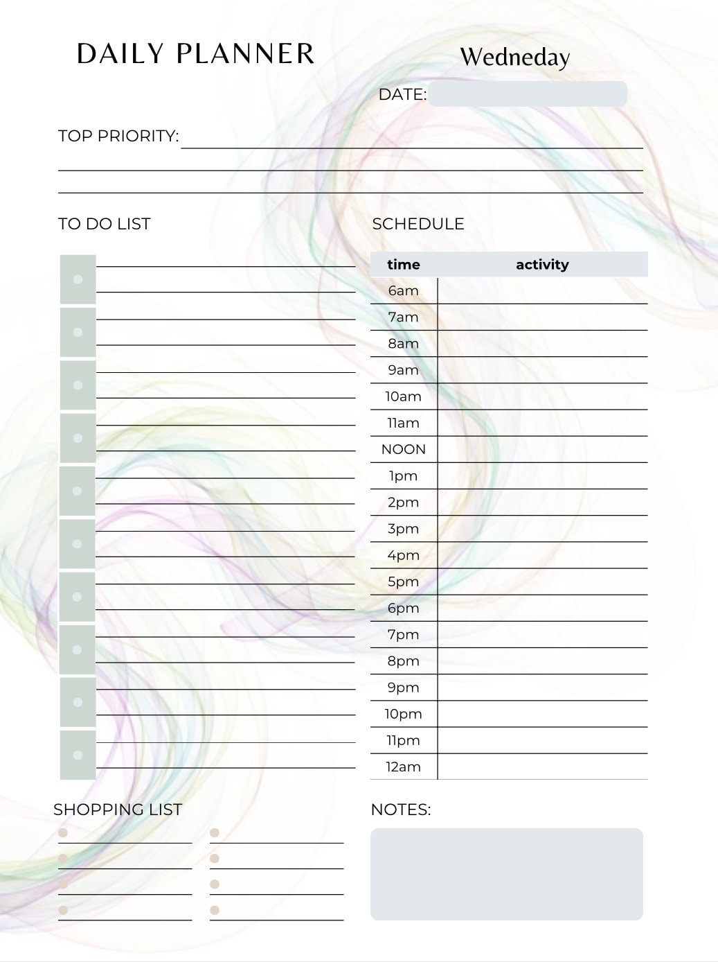 Weekly and Daily Planner - Printable and Customizable - Pastel Colors ...
