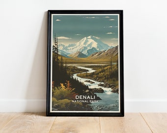 Denali Park Travel Poster,denali Park Wall Art Print,denali National ...