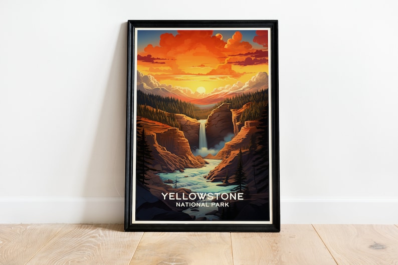 Yellowstone National Park Poster, Wall Art, Travel Poster, Yellowstone ...