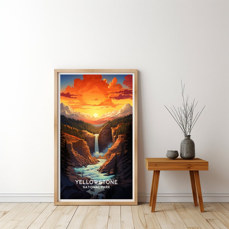 Yellowstone National Park Poster, Wall Art, Travel Poster, Yellowstone ...