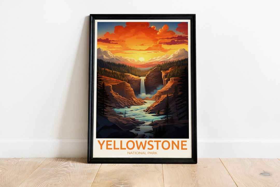 Yellowstone National Park Poster, Wall Art, Travel Poster, Yellowstone ...