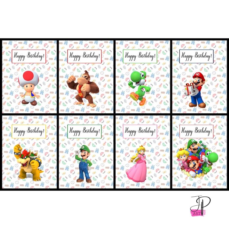 Happy Birthday Super Mario Cards Set - Etsy