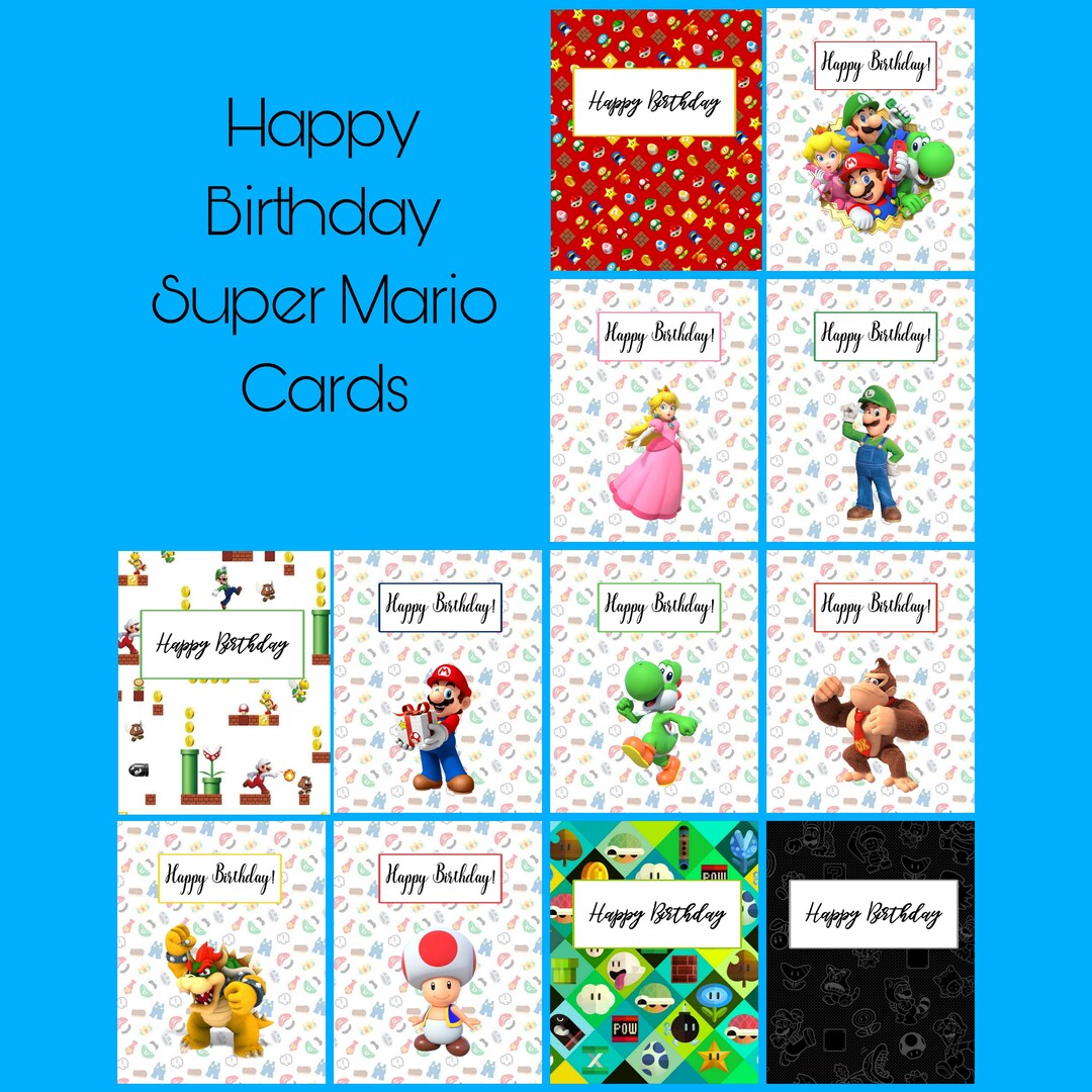 Happy Birthday Super Mario Cards Set - Etsy