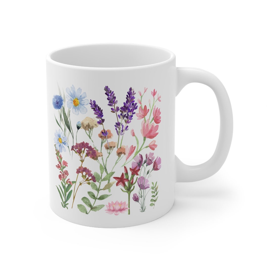 Taza Primavera Taza Con Flores Pintadas Vintage Naturaleza Minimalista ...