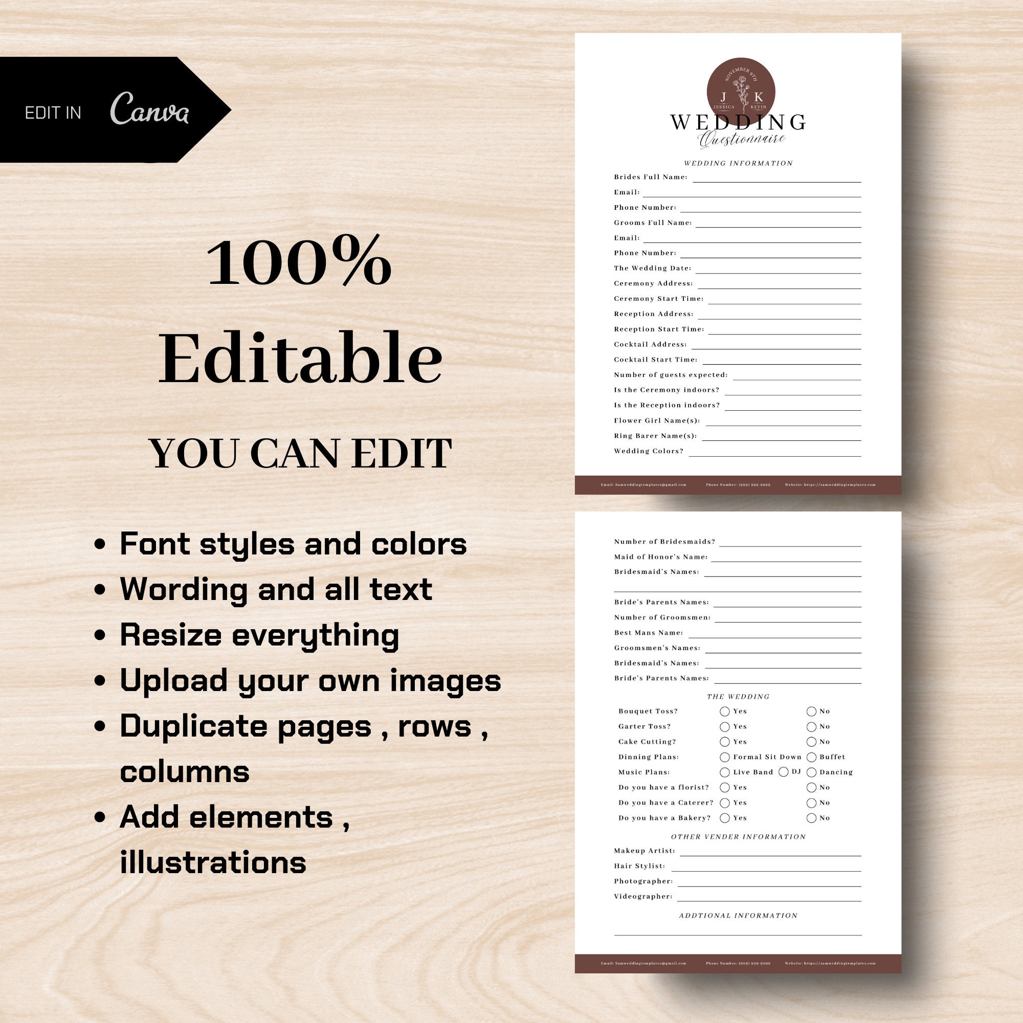 Professional Wedding Planner Client Questionnaire and Checklist Planner ...