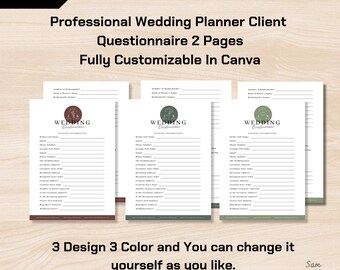 Professional Wedding Planner Client Questionnaire and Welcome Letter ...