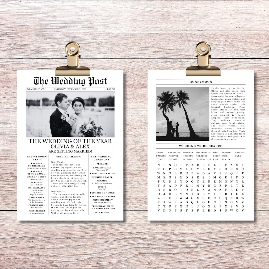 Wedding Newspaper Template, Wedding Newspaper, DIY Newspaper, Wedding ...