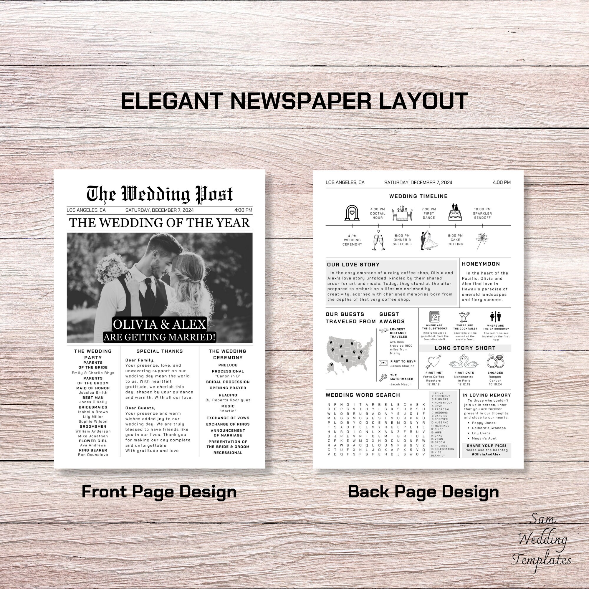 Wedding Newspaper, Wedding Newspaper Template, DIY Newspaper, Wedding ...