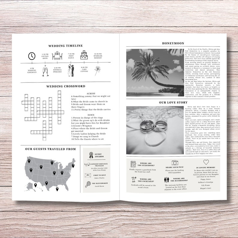 Wedding Newspaper, DIY Newspaper, Wedding Newspaper Template, Wedding ...